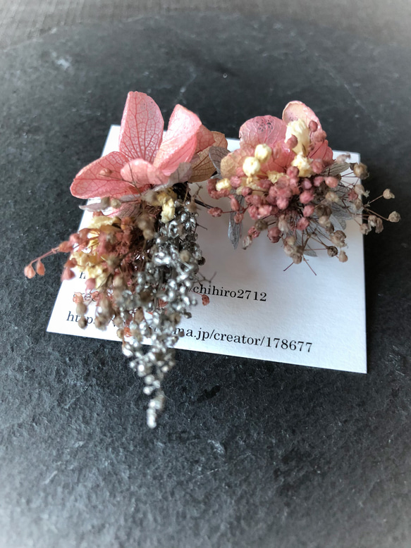 champ de fleure シャンドゥフルール ドライフラワーピアス/イヤリング 卒業式 卒園式 入学式 入園式 ピアス（フック・チェーン ...