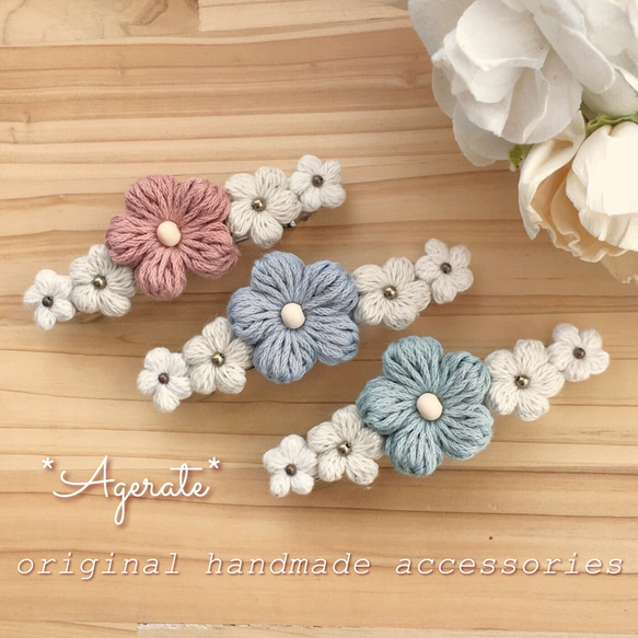 スモーキーカラー ぷっくり花のバレッタ＊* バレッタ *Agerate*アジェラート 通販｜Creema(クリーマ) 3909403