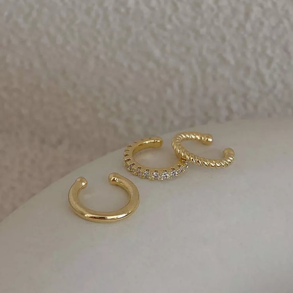 イヤーカフ 3個セット ジルコニア シンプル ノンホール ／ゴールド イヤーカフ flocon de neige 通販｜Creema(クリーマ ...