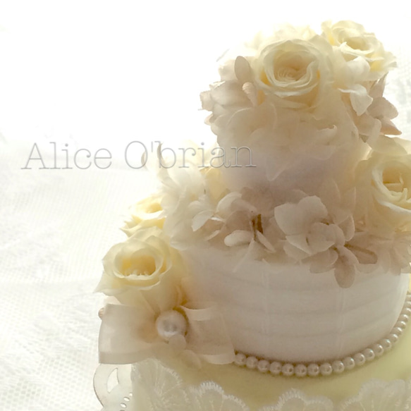 ♡ウェディングケーキウェルカムオブジェ〜elegant ivory〜リングピローににも♡ ウェルカムボード Maison Alice O ...