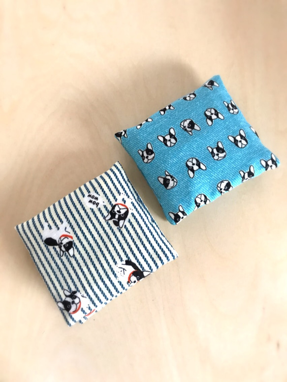 ダブルガーゼのサニタリーケース＊フレンチブルドック（ストライプ・水色） その他ケース TAMY'S FACTORY 通販 3040124 ...