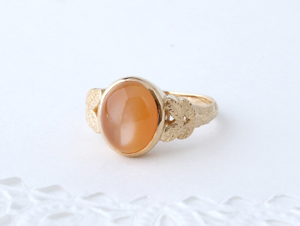 40%OFF☆現品限り orange moonstone ＆leaf ring (gold plating) 指輪・リング Jewelry ...
