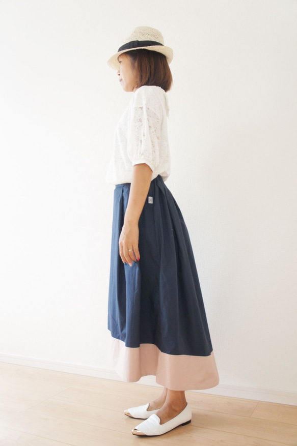 即発送可能 前後の長さが違う切り替えイレギュラーヘムスカートsizeM ロングスカート（マキシ丈） omusubi-five 通販 4374029｜Creema(クリーマ)