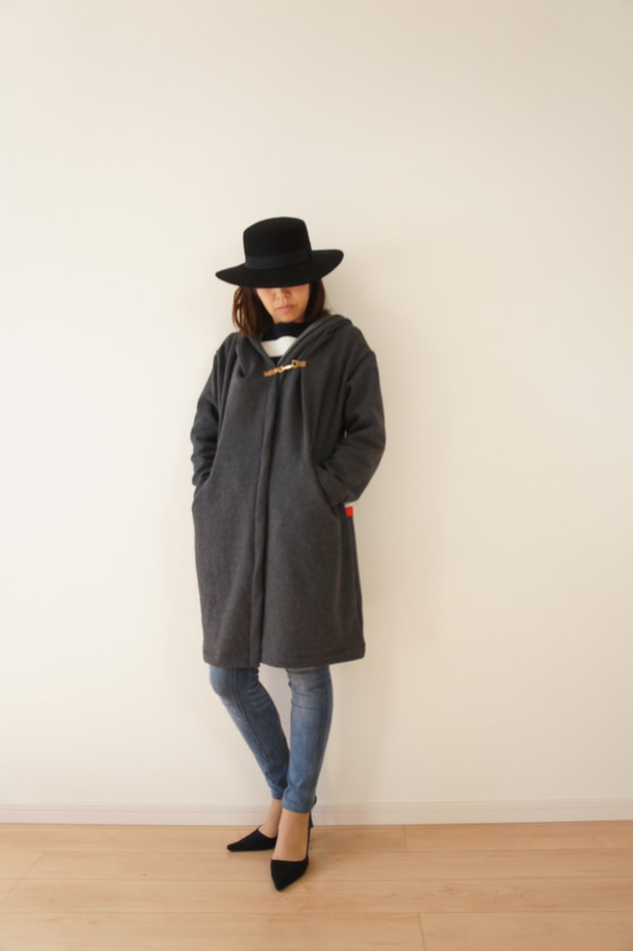 Creema限定 ポイント10倍 即納品可能 カーディガンにゆるく羽織れるコートsizeM～チャコールグレー～ コート omusubi-five 通販 4838927｜Creema(クリーマ)