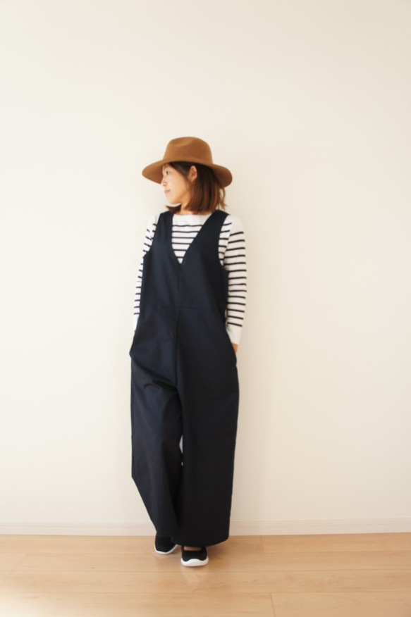 即発送可能 2WAYウエストリボンベルトのサロペット～ネイビーsizeS～ キュロット・ワイドパンツ omusubi-five 通販 6885002｜Creema(クリーマ)