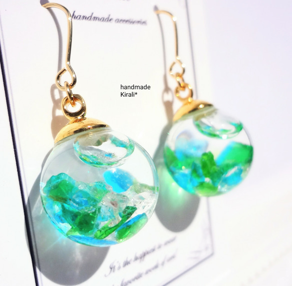 Aqua dome* 透き通った硝子が美しいガラスドームのピアス ピアス（フック・チェーン） Kirali* 通販 5461643 ...