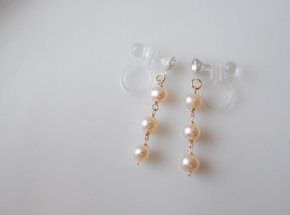 No.85*14kgfピンク真珠のノンホールピアス/イヤリング/ピアス変更可 イヤリング・ノンホールピアス An*chovy 通販｜Creema(クリーマ)