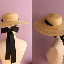 ＜即納可能＞ロングリボンのボーターハット Amal アマル 春夏 麦わら帽子 カンカン帽 ハット グログランの麦わら帽子 通販 5633337 ...
