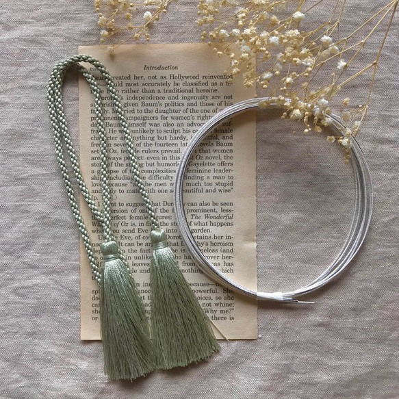 水引＆ダブルタッセルセット ミストグリーン 成人式 卒業式 袴 和装 髪飾り 七五三 卒園式 結婚式 タッセル 水引 その他ヘアアクセサリー ...