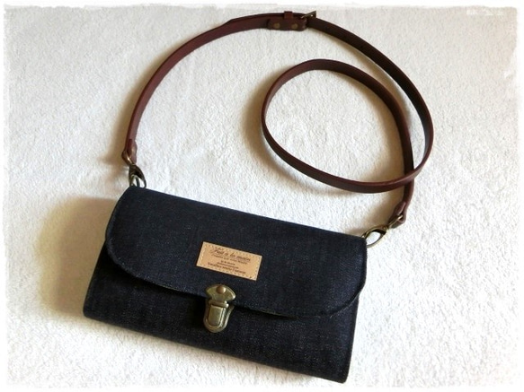 岡山デニムのお財布ショルダー 長財布 greenberry 通販 2651301｜Creema(クリーマ)