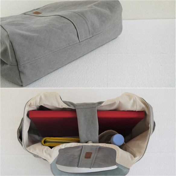 富士金梅ヴィンテージ帆布 ペールグレー色A4も入るポケットたくさん軽いバッグ トートバッグ kallelse（カレッセ）24 通販 ...