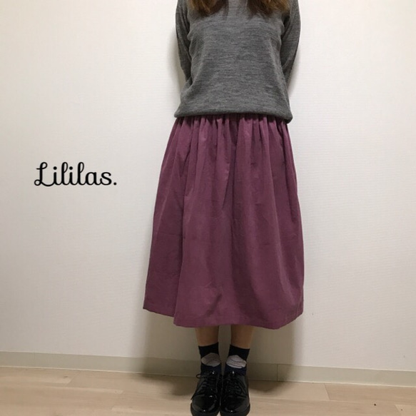 ライラック コーデュロイ ギャザースカート フレアスカート ＊～lililas～＊ 通販 6512494｜Creema(クリーマ)