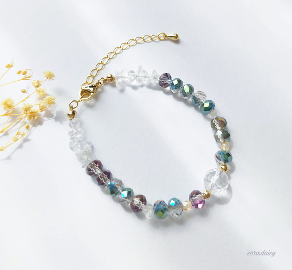 水晶・ビーズの華奢なチェーンブレスレット 天然石・さざれ石 #793 ブレスレット sora.daisy 通販 12603843｜Creema ...