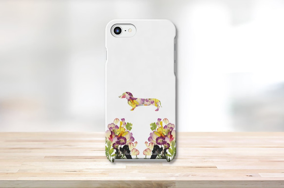 ★ミニチュアダックスフンド 犬 押し花デザイン 動物スマホケース 白 iPhoneケース・カバー animalland 通販｜Creema ...