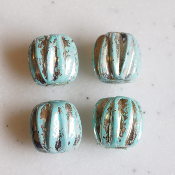 Vintage German Beads ドイツヴィンテージ 4pcs 16 mm 銀 青 ビーズ Roonni 通販｜Creema(クリーマ ...