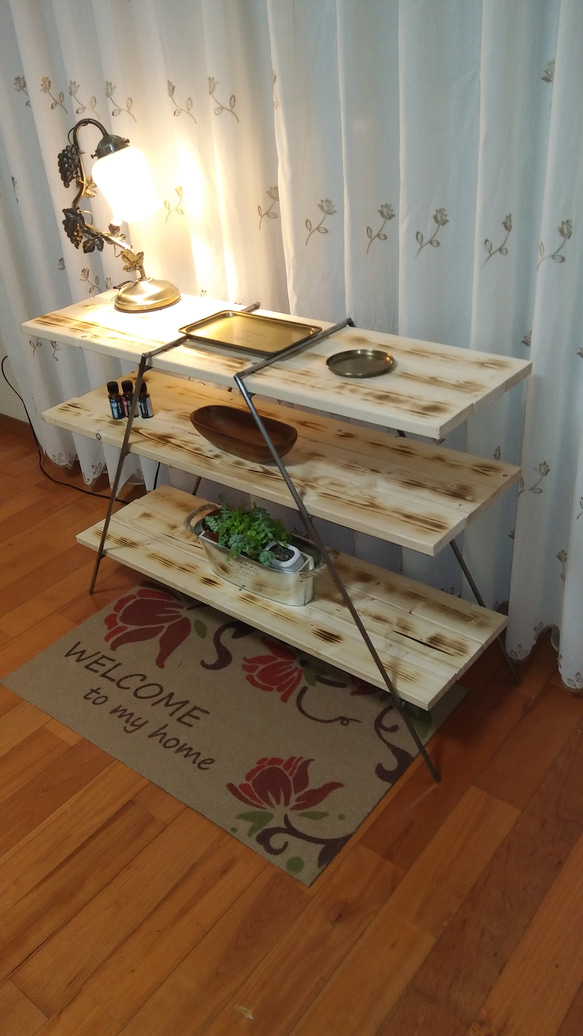 スタイリッシュな3段使用！！ 天然木使用 棚・シェルフ・ラック 吉田メタル 通販 5684166｜Creema(クリーマ)