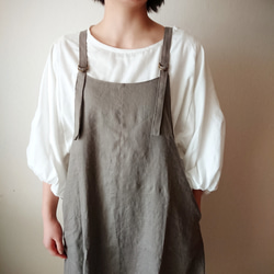 再販〈受注制作〉モカ色リネンのサロペットスカート☆ラテコーデ☆麻100％☆ロング丈マキシ丈 ワンピース ぱんだのてしごと 通販 8401616 ...