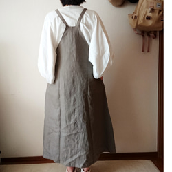 再販〈受注制作〉モカ色リネンのサロペットスカート☆ラテコーデ☆麻100％☆ロング丈マキシ丈 ワンピース ぱんだのてしごと 通販 8401616 ...