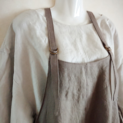 再販〈受注制作〉モカ色リネンのサロペットスカート☆ラテコーデ☆麻100％☆ロング丈マキシ丈 ワンピース ぱんだのてしごと 通販 8401616 ...