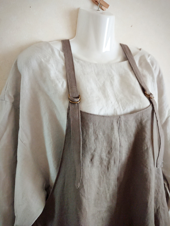 再販〈受注制作〉モカ色リネンのサロペットスカート☆ラテコーデ☆麻100％☆ロング丈マキシ丈 ワンピース ぱんだのてしごと 通販 8401616 ...