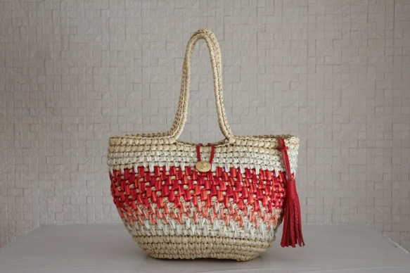 赤いカゴバック かごバッグ Un Deruno 通販｜Creema(クリーマ) 5371212