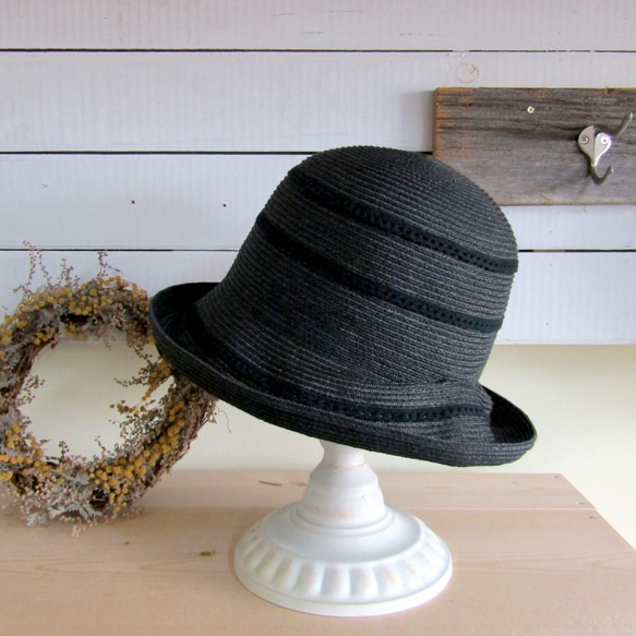 クロッシェレース☆ペーパーブレードハット☆BLACK ハット JOYFUL TOKYO 通販｜Creema(クリーマ) 4210195