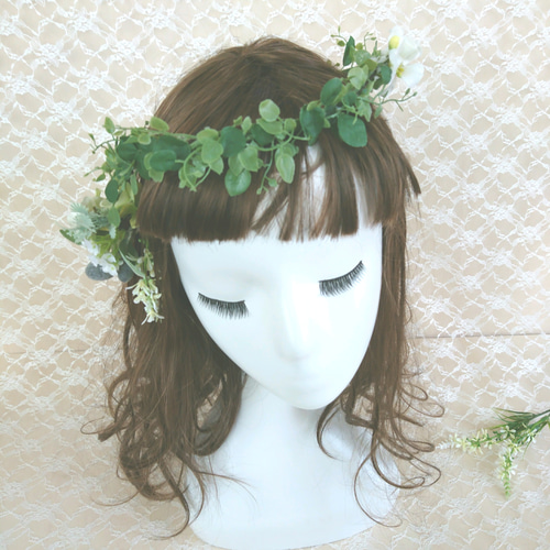 ナチュラルな花かんむり ヘッドドレス(ウェディング ナチュラルな花かんむり ヘッドドレス(ウェディング