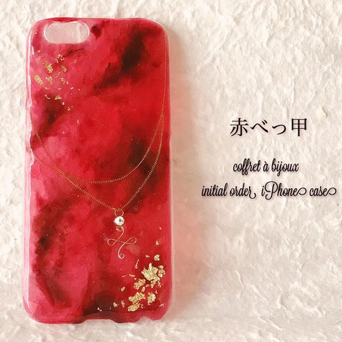 赤べっ甲コフレ イニシャルオーダー スマホケース 携帯カバー 赤べっ甲コフレ イニシャルオーダー スマホケース 携帯カバー