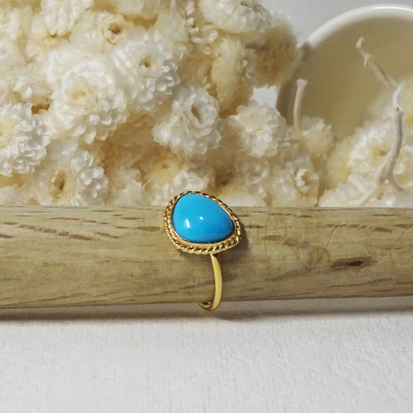 ターコイズ スリーピングビューティー2.35cts 縄目飾りベゼルセッティング K10リング 10号 指輪・リング 四十八茶百鼠 通販 ...