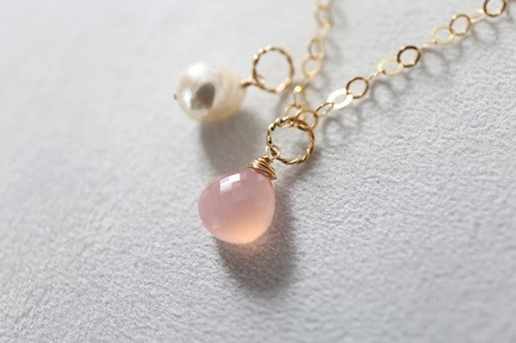 (14kgf)宝石室ピンクカルセドニーとアコヤパールのネックレス40cm[nc1163] ネックレス・ペンダント Shaina 通販 ...