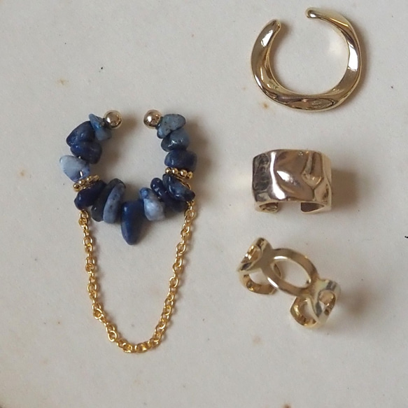 天然石ラピスラズリ×極細小豆チェーンイヤーカフ｜12月誕生石｜EC28-5 イヤーカフ watasino Akuse 通販 12697037 ...