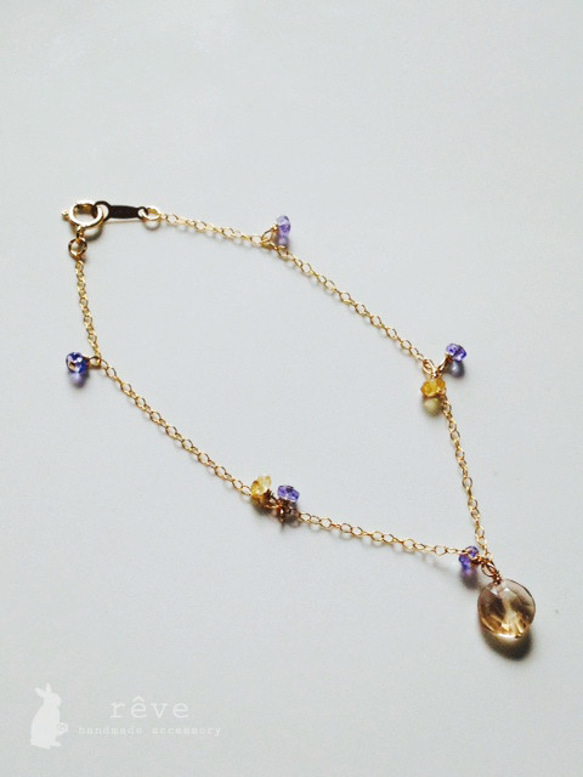 【14kgf】シャンパンクォーツ スミレブレスレット ブレスレット reve 通販｜Creema(クリーマ)