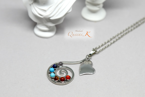 天然石ネックレス♪クルクル渦巻きとハートが可愛いシルバーネックレス♡秋の新作 ネックレス・ペンダント Queens-k 通販 12655013 ...