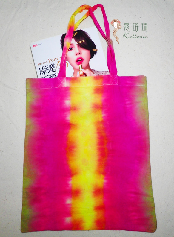 羅コウ馬Kollomaの手染めのショッピングバッグ - ピーチグリーン エコバッグ・サブバッグ Kolloma 通販 4065251 ...