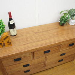 【最安値】マホガニー 無垢 リビング チェスト サイドボード キャビネット 箪笥 引出 7杯【ナチュラル】che112 チェスト・キャビネット ...