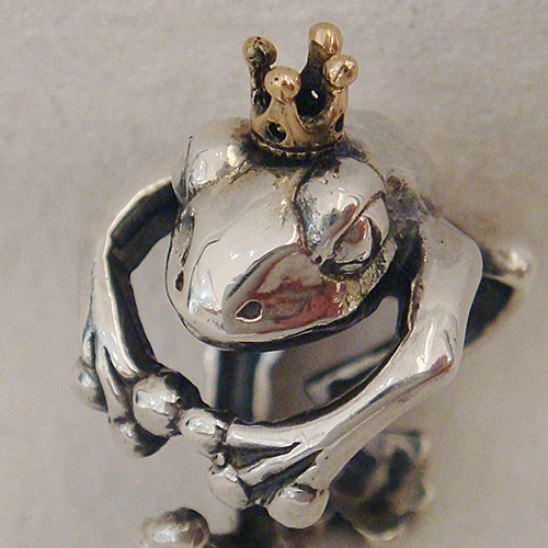 蛙の王様リング シルバーアクセサリー×K18(ピンクゴールド 蛙の王様リング シルバーアクセサリー×K18(ピンクゴールド