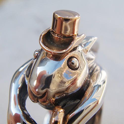 うさぎの紳士リング【卯】 シルバーアクセサリー×K18(ピンク うさぎの紳士リング【卯】 シルバーアクセサリー×K18(ピンク