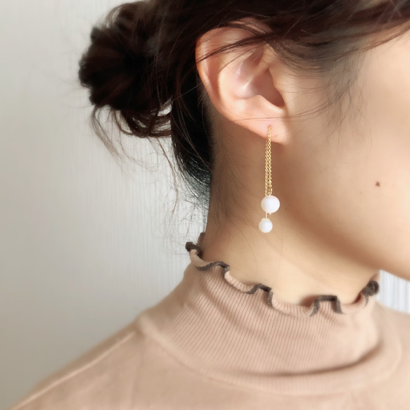 2wayパールのアメリカンピアス【淡水パール】/[14kgf] ピアス（フック・チェーン） Pella[ﾍﾟﾗ] 通販 12636525 ...