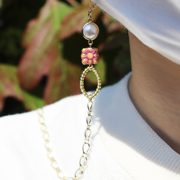 【FLOWER MASK CHAIN】PINK & YELLOW FLOWER × GOLD その他アクセサリー ponuelaine 通販 ...