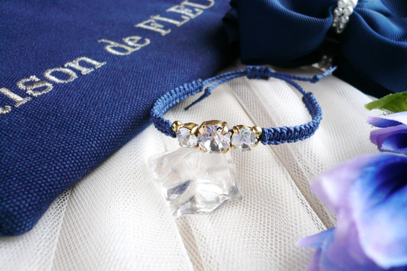 スワロフスキー・コードブレス（ネイビー） ブレスレット kanappe 通販 3514903｜Creema(クリーマ)