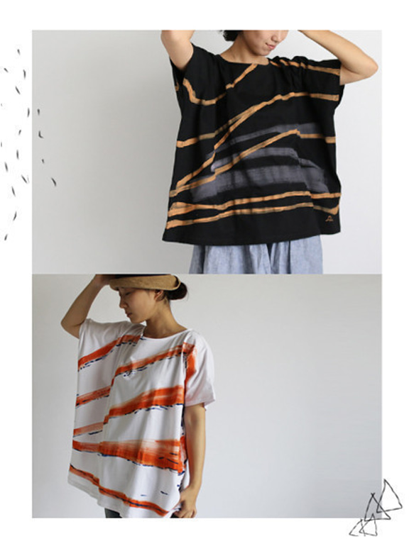＄夏SALE 8/16まで 手描きART ポンチョTシャツ 【厚地度詰め天竺Cotton100％Tシャツ】 T39B Tシャツ anvai ...