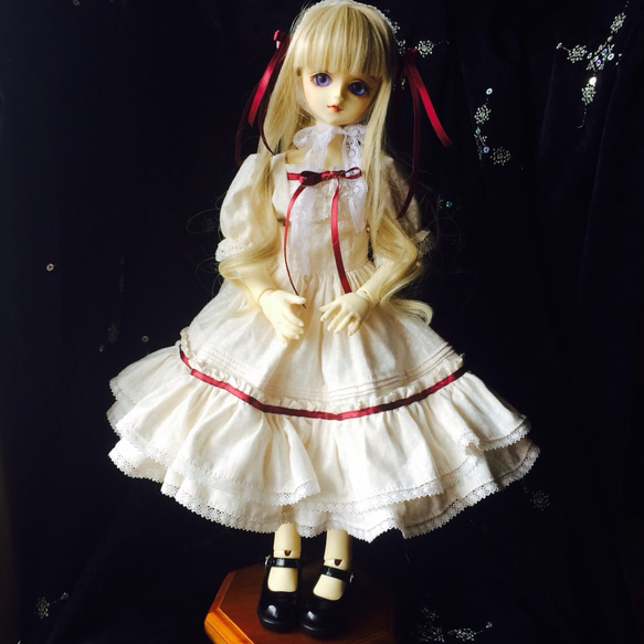 MSDサイズ 生成り×ボルドー ドレス その他人形 かなで 通販｜Creema(クリーマ) 4354227