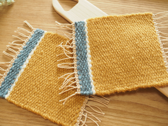 期間限定SALE 】手織りコースター ラインシリーズ 03 同色2枚組 コースター Lagom 通販 12701247｜Creema(クリーマ)