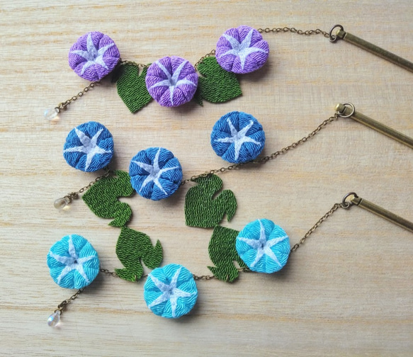 【紫】三ツ花かんざし～あさがお～ その他アクセサリー すみれ 通販 10036662｜Creema(クリーマ)