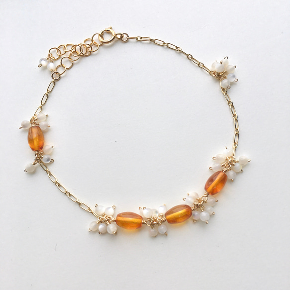 【14kgf】**バルティックアンバー×ホワイトシェルのブレスレット** ブレスレット yume no Ne 通販 12597700 ...