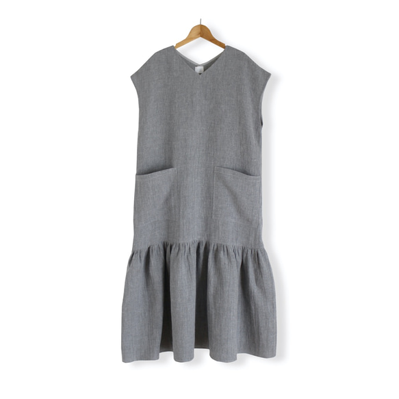 ベルギーリネン100%ティアードワンピース・エプロン・ジャンパースカート_TOP gray【数量限定】 ワンピース NICO 通販 ...