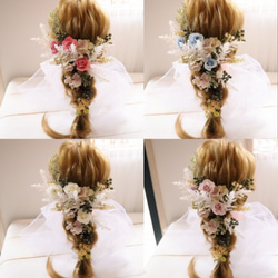 大人可愛いドライ風ヘッドドレス【シャビーラベンダー】 全4色 ベリー パンパス 前撮り パーティ 成人式 卒業式 ヘッドドレス（ウェディング ...