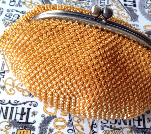 オレンジゴールドビーズがま口(L)/内布:ポジティブ格言 がま口 Hook & Needle 通販｜Creema(クリーマ) 4630529