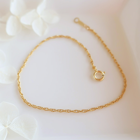 14kgfアンクレット～1mmロープチェーン＊重ねつけにもおすすめ！ アンクレット hanauta 通販 5757084｜Creema(クリーマ)