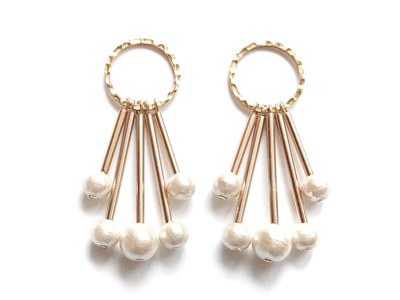 コットンパールカーテンピアス/イヤリング ピアス（フープ） dot H 通販 5203200｜Creema(クリーマ)